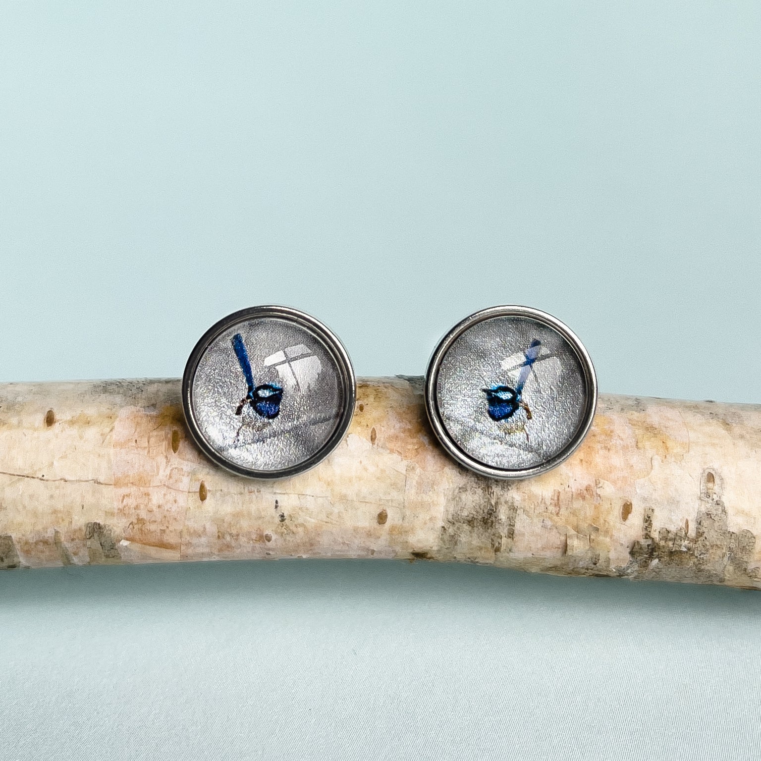 Blue Wren - Stud Earrings | Myrtle & Me | Handmade Tasmanian Jewellery